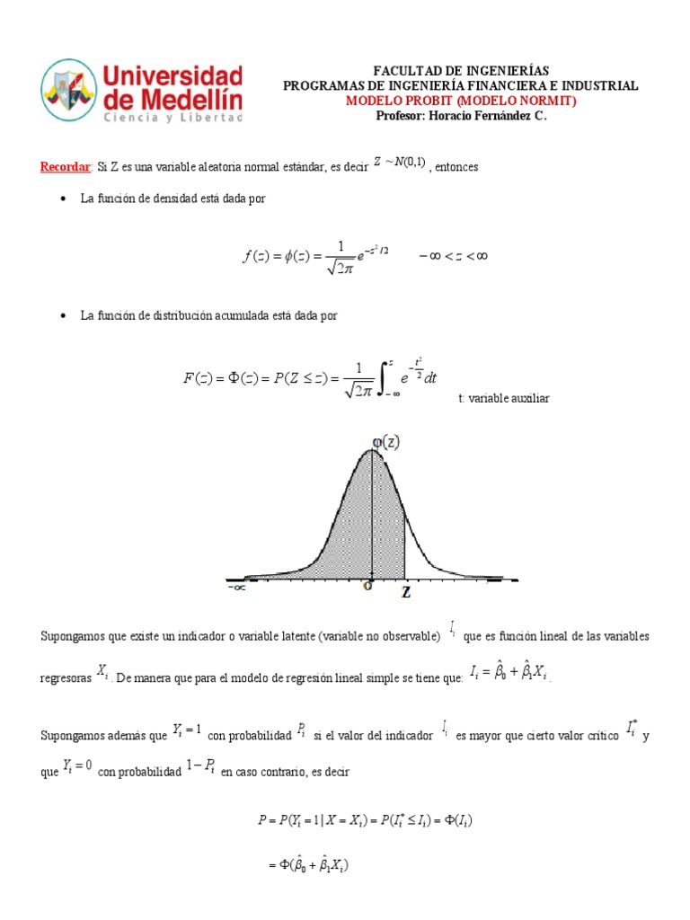 Modelo Probit | PDF | Función de densidad de probabilidad | Variable ...