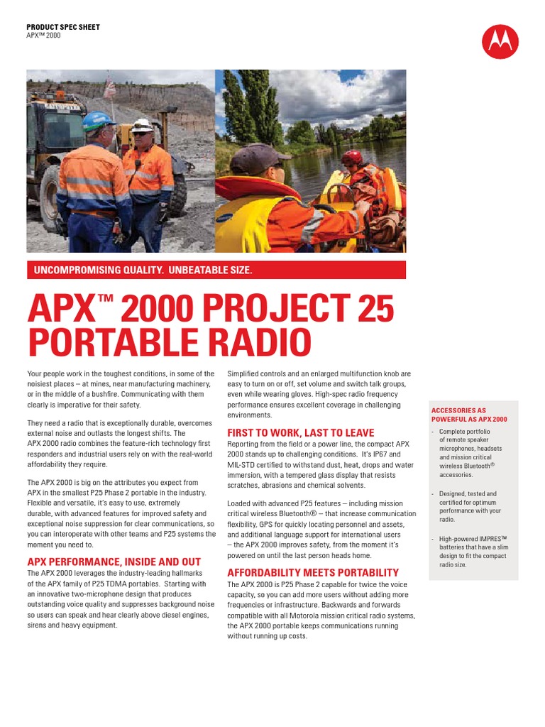 APX 2000 PROJECT 25 Portable Radio: Uncompromising Quality. Unbeatable ...