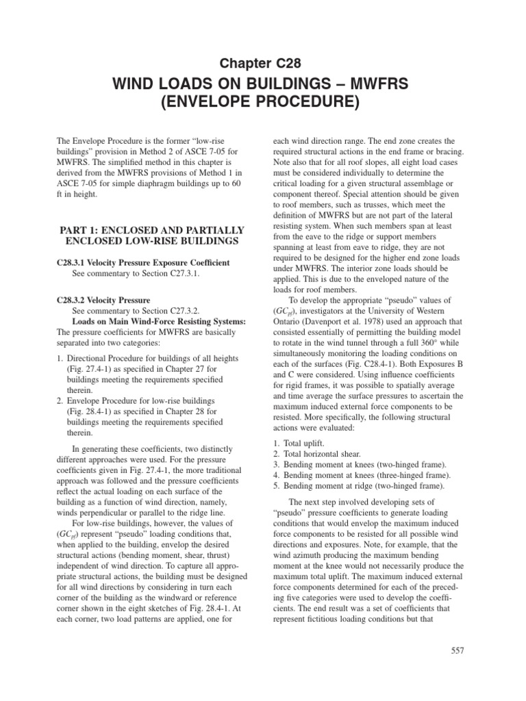 Wind Loads On Buildings - Mwfrs (Envelope Procedure) : Chapter C28 ...