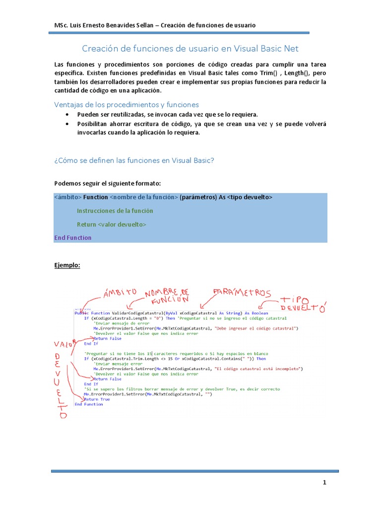 Funciones y Procedimientos de Usuario en Visual Basic | PDF