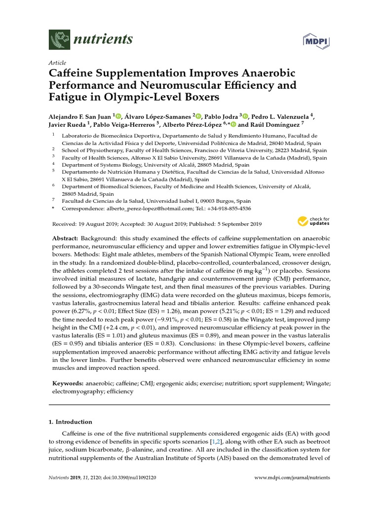 Caffeine Supplementation Improves Anaerobic Performance and ...