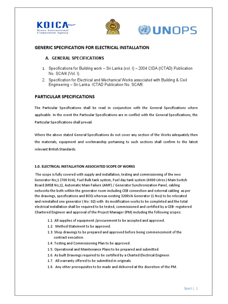 Specifications For Re Installation of Elc Sys | PDF | Electrical Wiring ...
