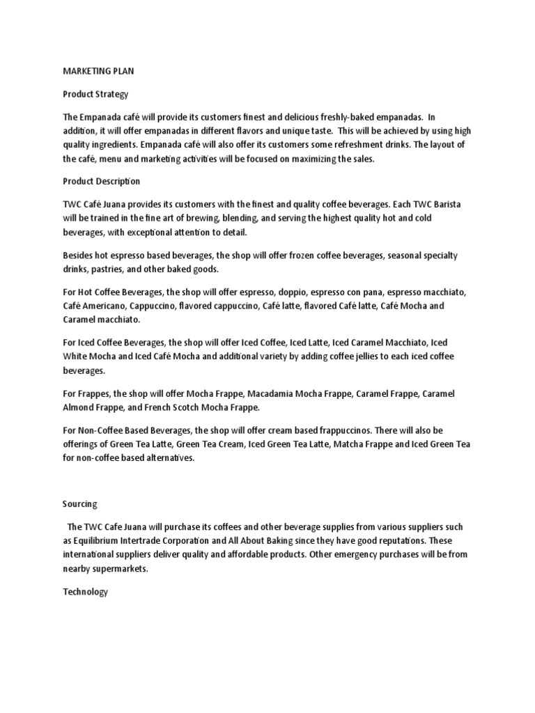 TWC Coffee Shop Marketing Plan | PDF | Retail | Coffeehouse