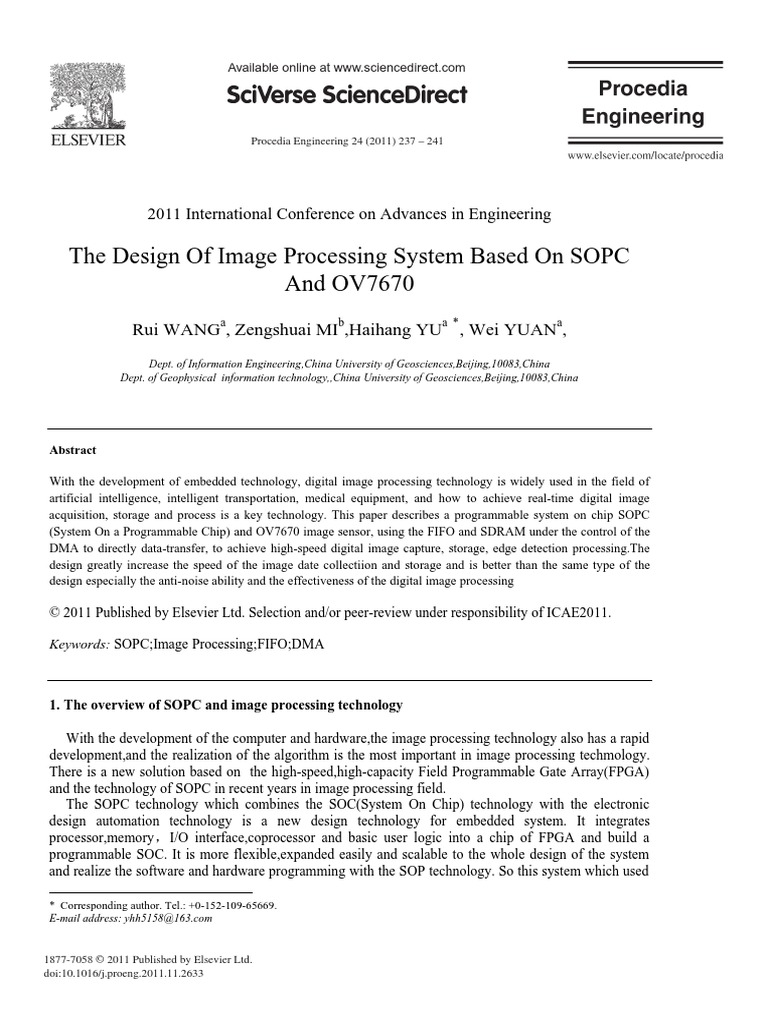 The Design of Image Processing System Based On SOPC and OV7670 | PDF ...