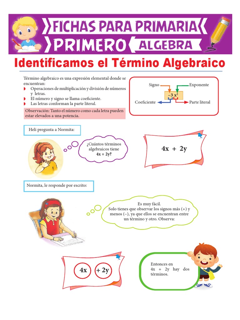 9.partes Del Término Algebraico para Primero de Primaria | PDF ...