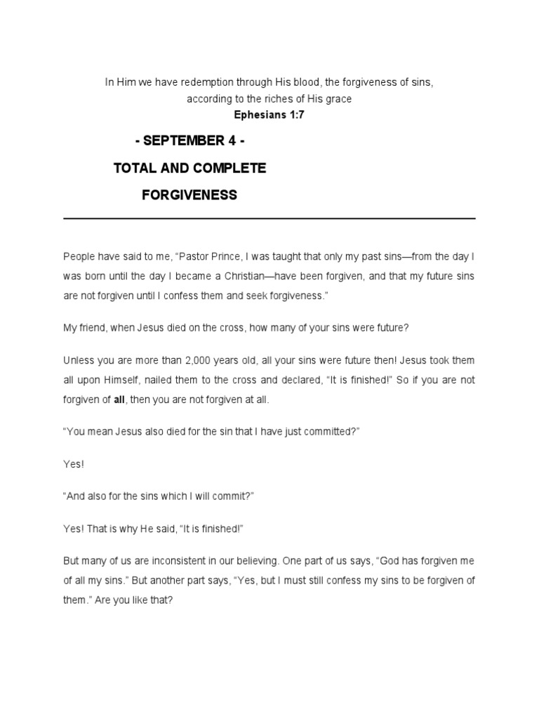 September 4 - Total and Complete Forgiveness | PDF