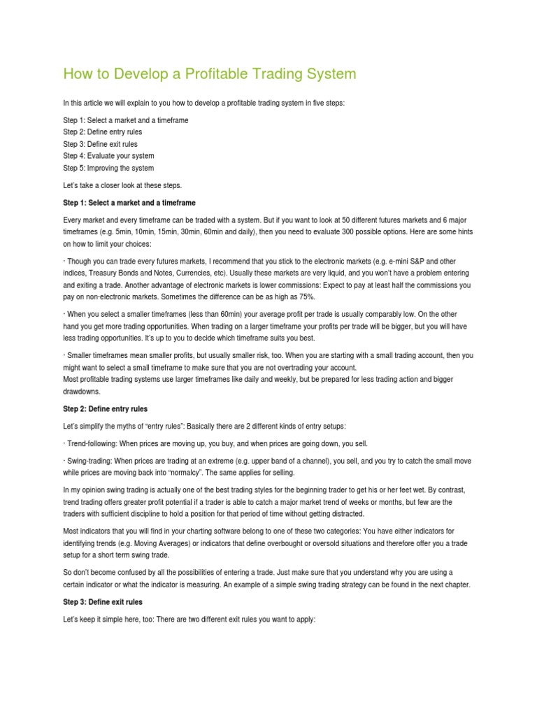 Build a Profitable Trading System Guide | PDF | Algorithmic Trading ...