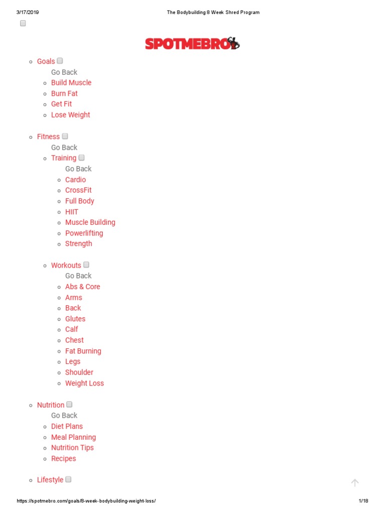 The Bodybuilding 8 Week Shred Program PDF | PDF | Determinants Of ...