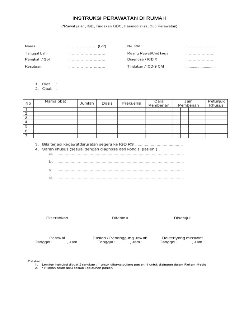 Form Pasien Pulang | PDF