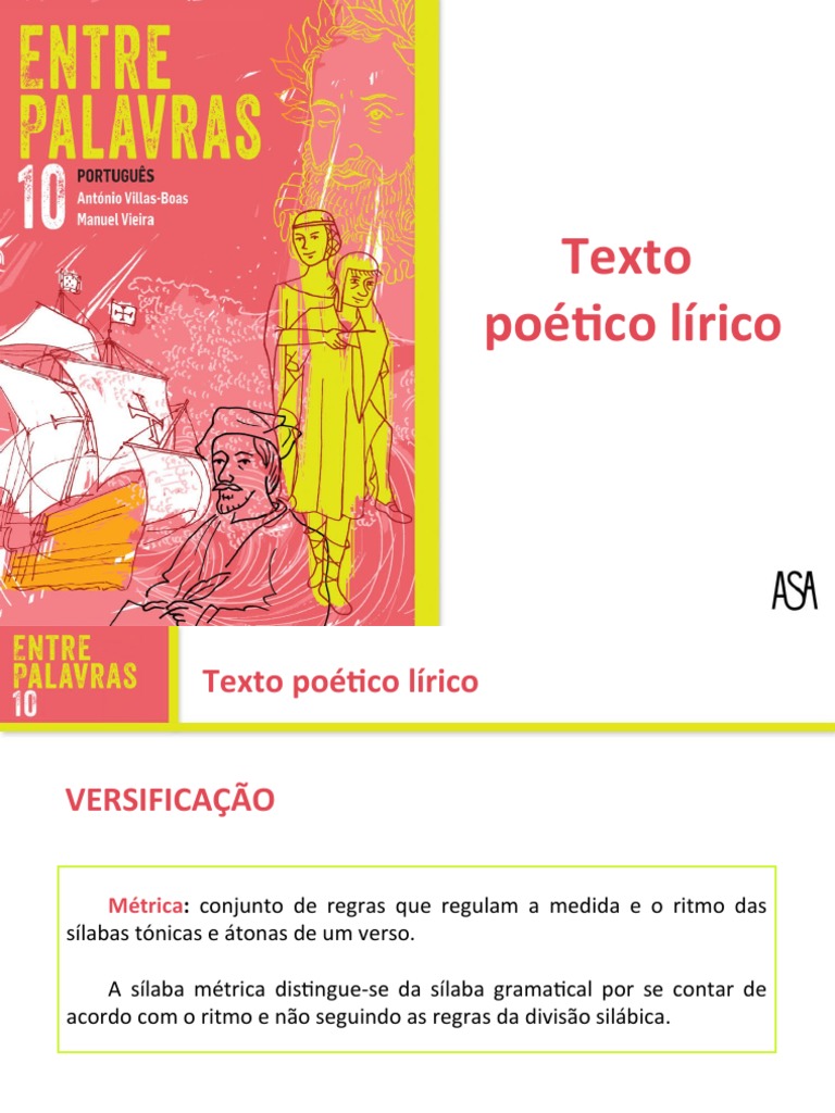 Texto Poético Lírico - Caracteristicas Gerais | PDF | Métrica (poesia ...