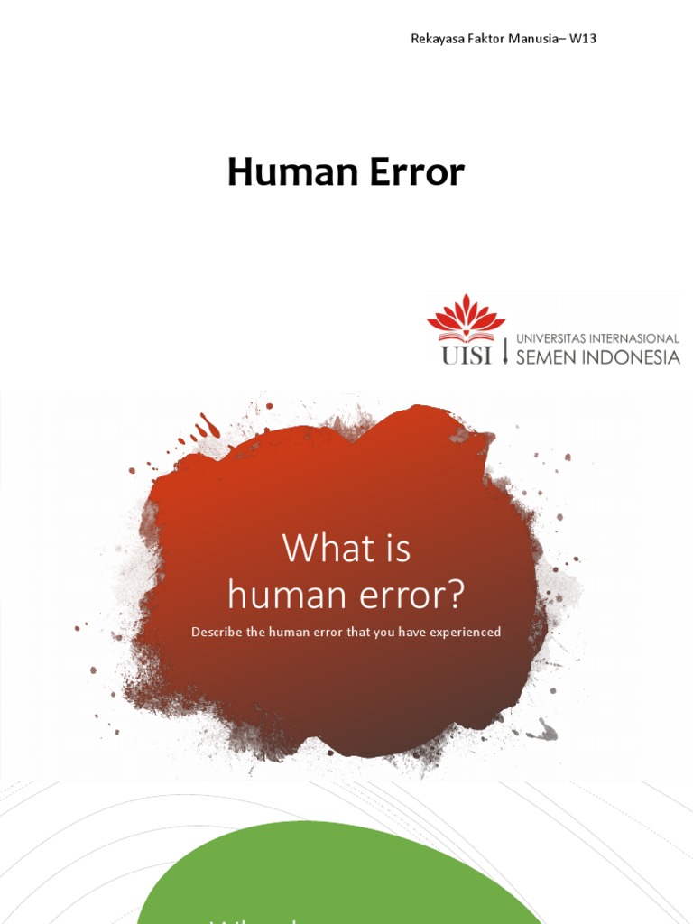 W13 Human Error PDF | PDF | Reliability Engineering | Cognition