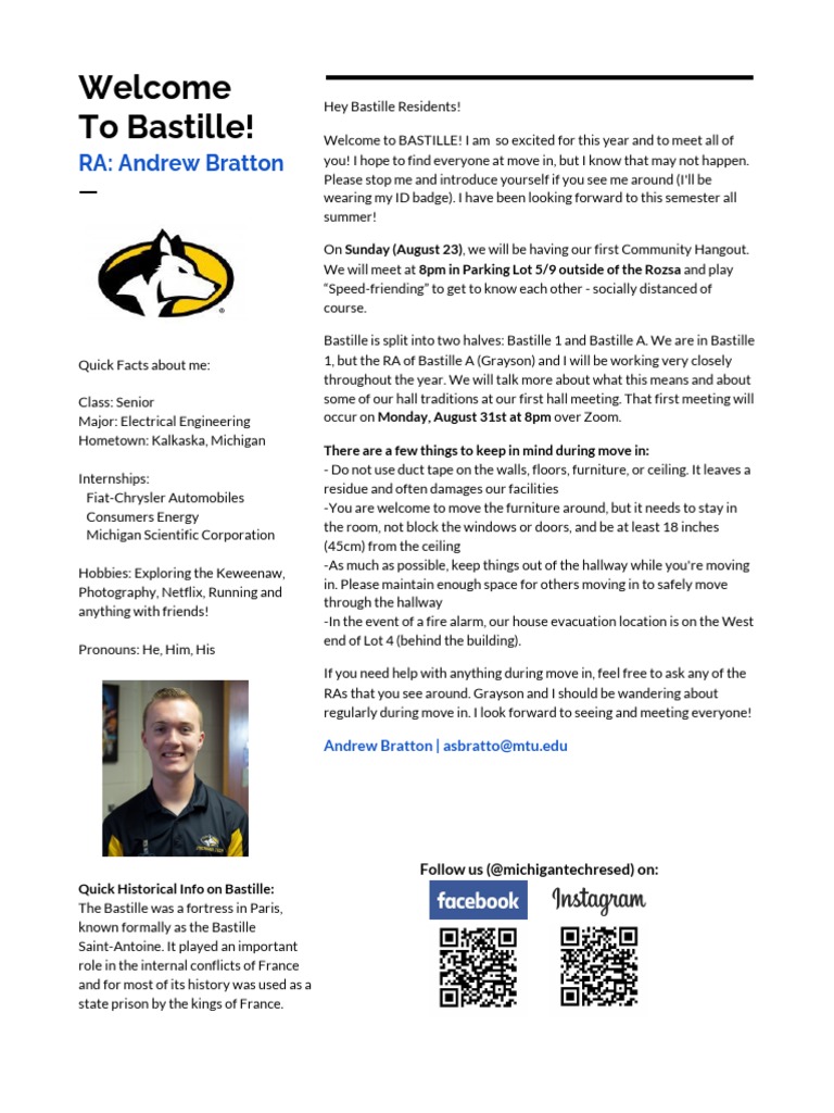 Welcome To Bastille!: RA: Andrew Bratton | PDF