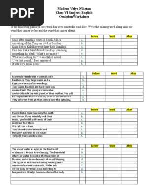 Worksheets On Editing And Omission For Class 9 Cbse