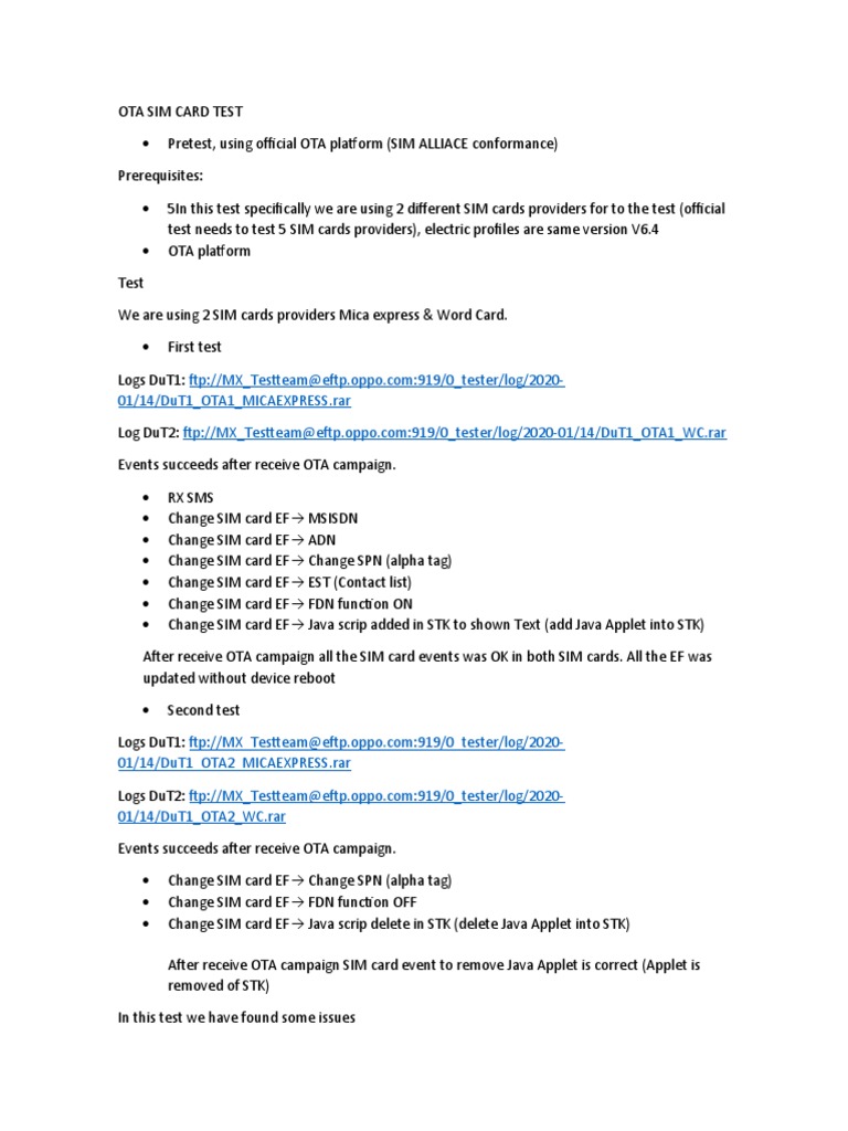 Ota Sim Card Test | Download Free PDF | Computing Platforms | Computer ...