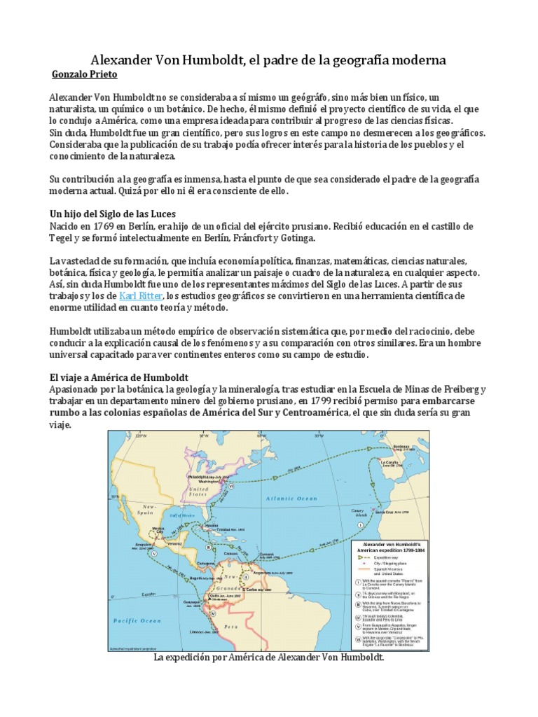 Alexander Von Humboldt, El Padre de La Geografia Moderna PDF | PDF ...