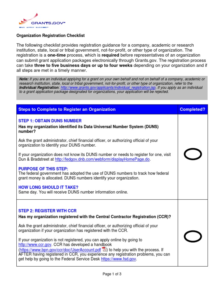 Organization Registration Checklist: Steps To Complete To Register An ...