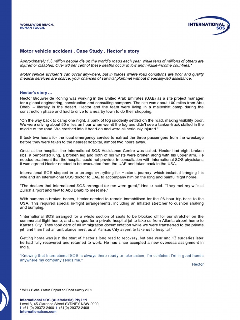 Motor Vehicle Accident - Case Study - Hector 'S Story | Download Free ...