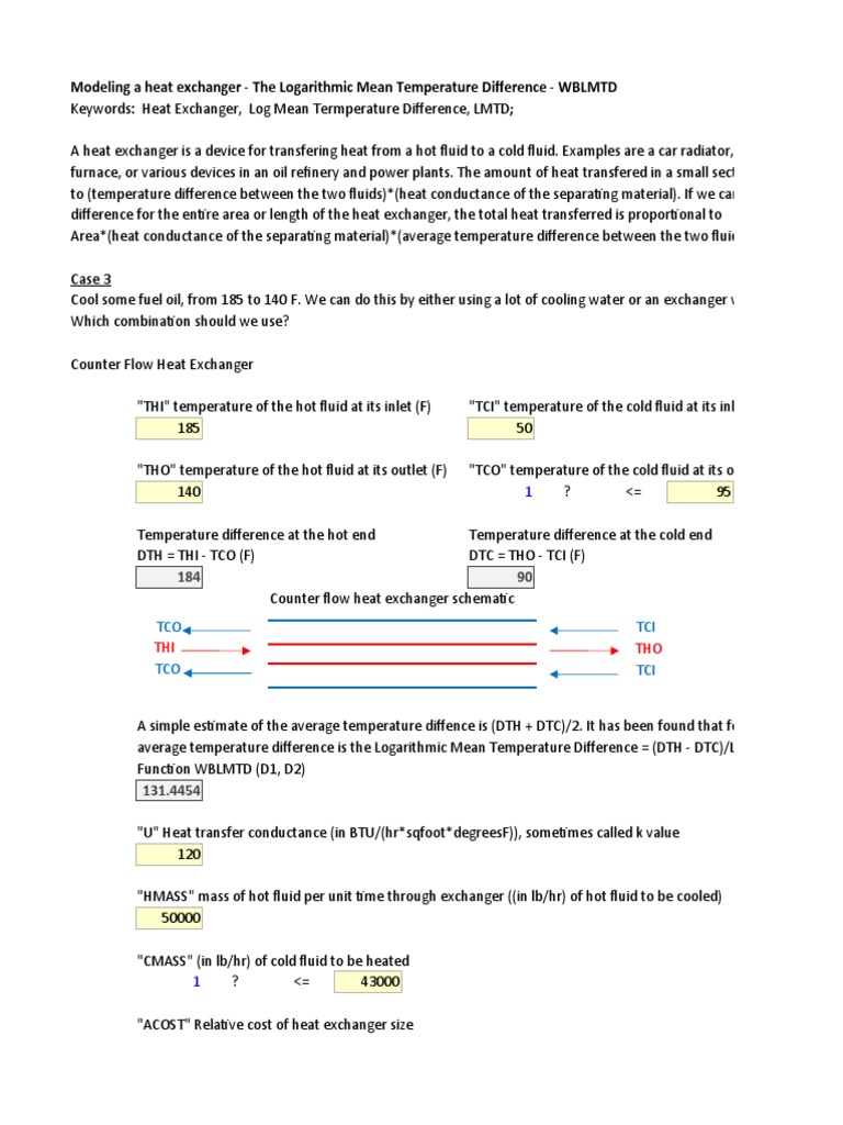 Modeling A Heat Exchanger - The Logarithmic Mean Temperature Difference ...