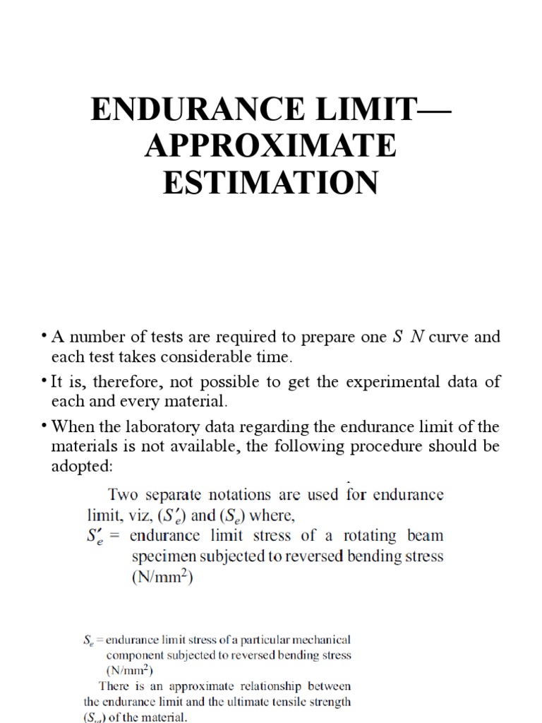 Endurance Limit - Approximate Estimation | PDF | Fatigue (Material ...