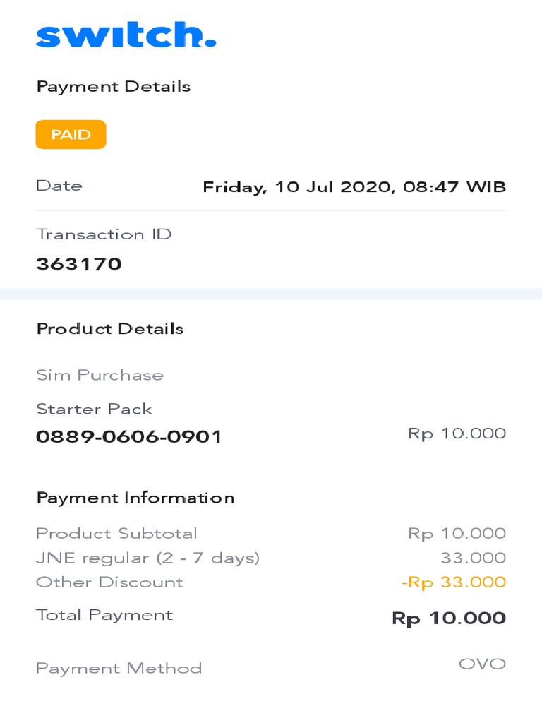 Switch Invoice 3631707291 | PDF