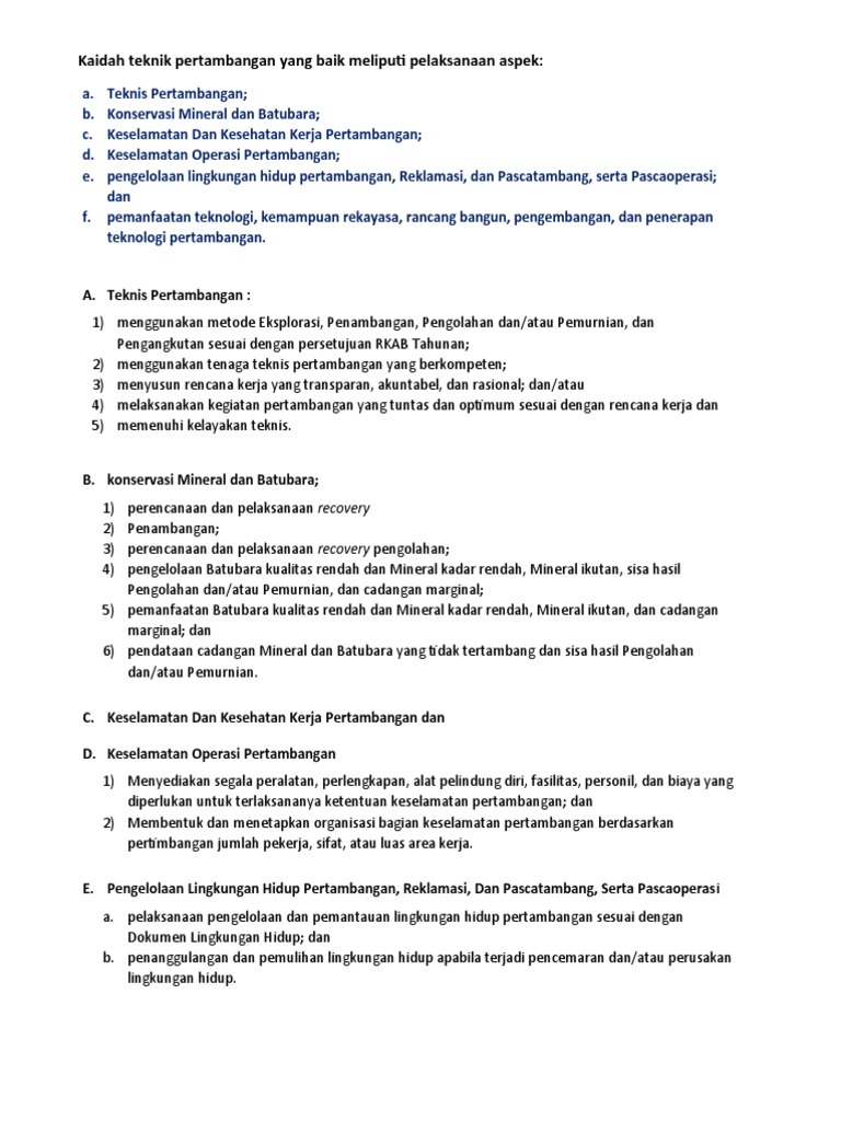 Kaidah Teknik Pertambangan Yang Baik | PDF