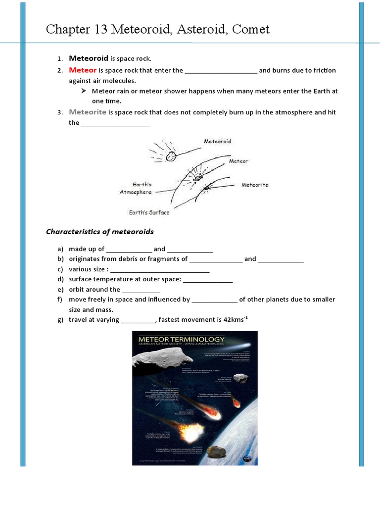 Asteroids, Meteoroids and Comets | PDF | Meteoroid | Asteroid