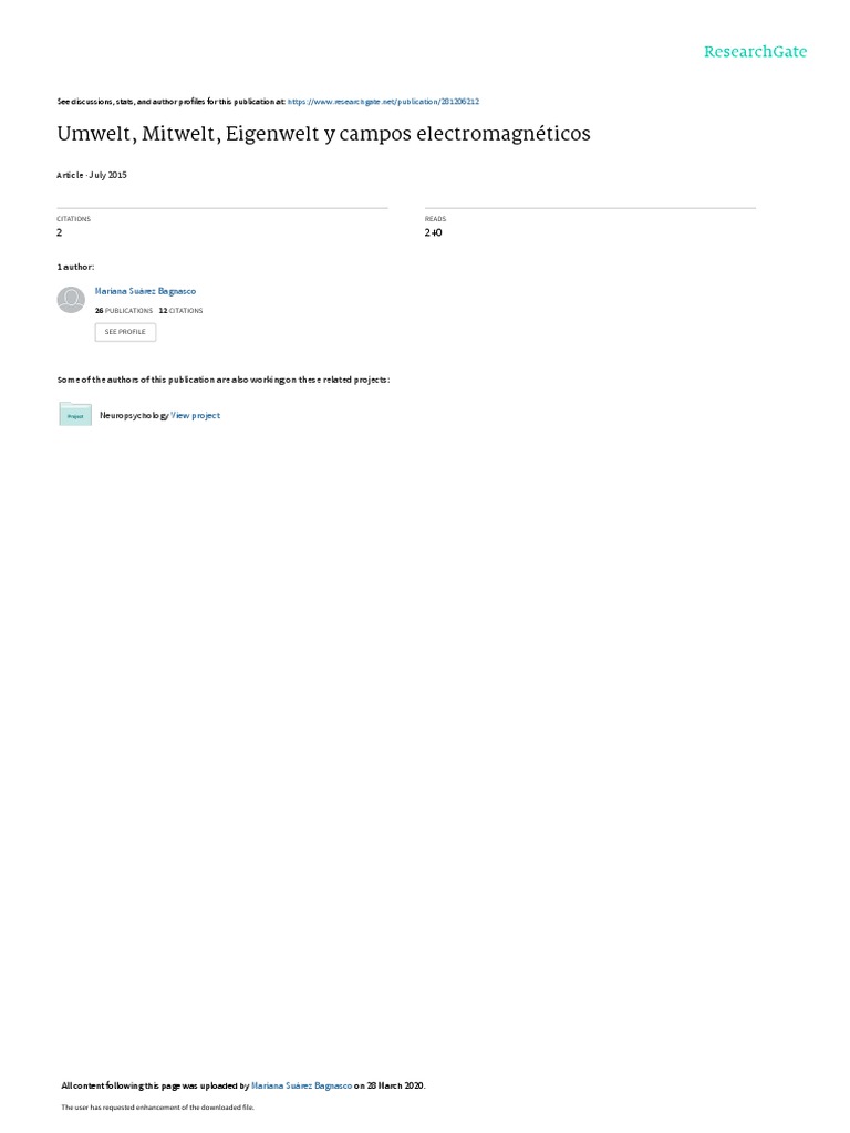 Umwelt Mitwelt Eigenwelty | PDF | Entorno natural | Comportamiento