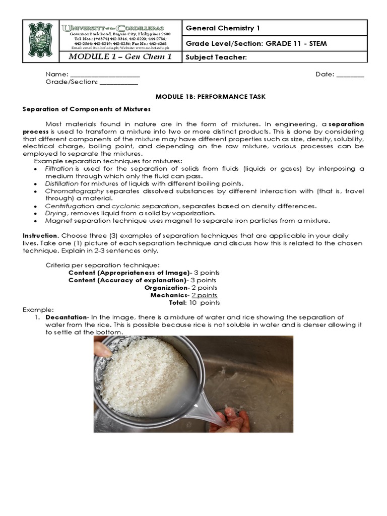 MODULE-1-Gen-Chem-1B-Performance Task PDF | PDF | Liquids | Filtration