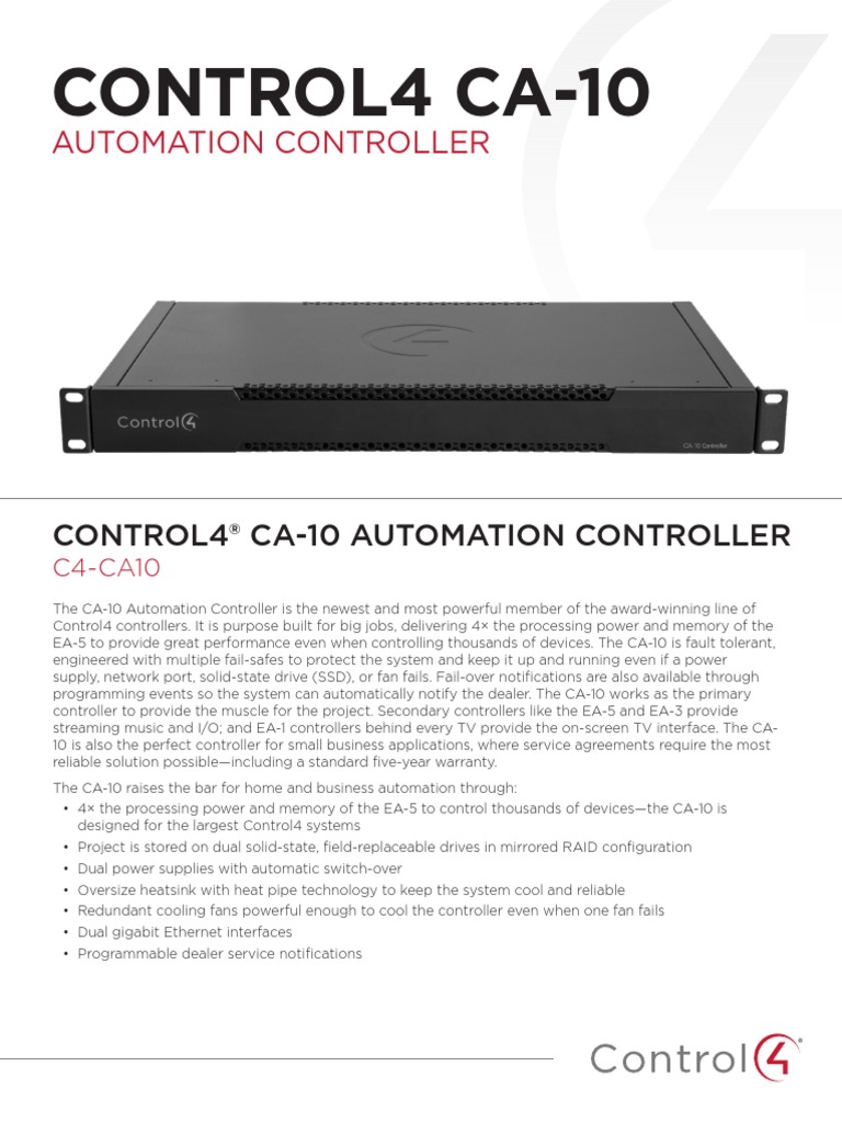 Control4 Ca-10: Automation Controller | PDF | Solid State Drive ...