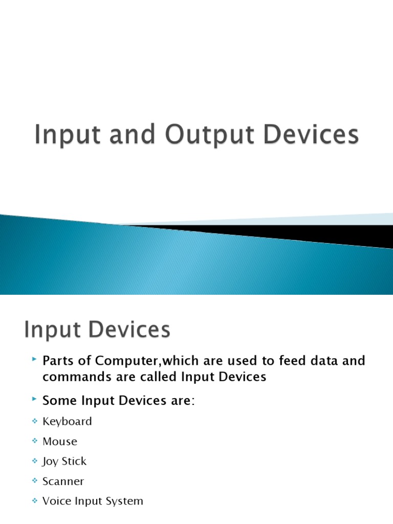 Input Output Presentation | PDF | Computer Monitor | Printer (Computing)