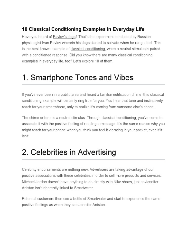 Smartphone Tones and Vibes: 10 Classical Conditioning Examples in ...