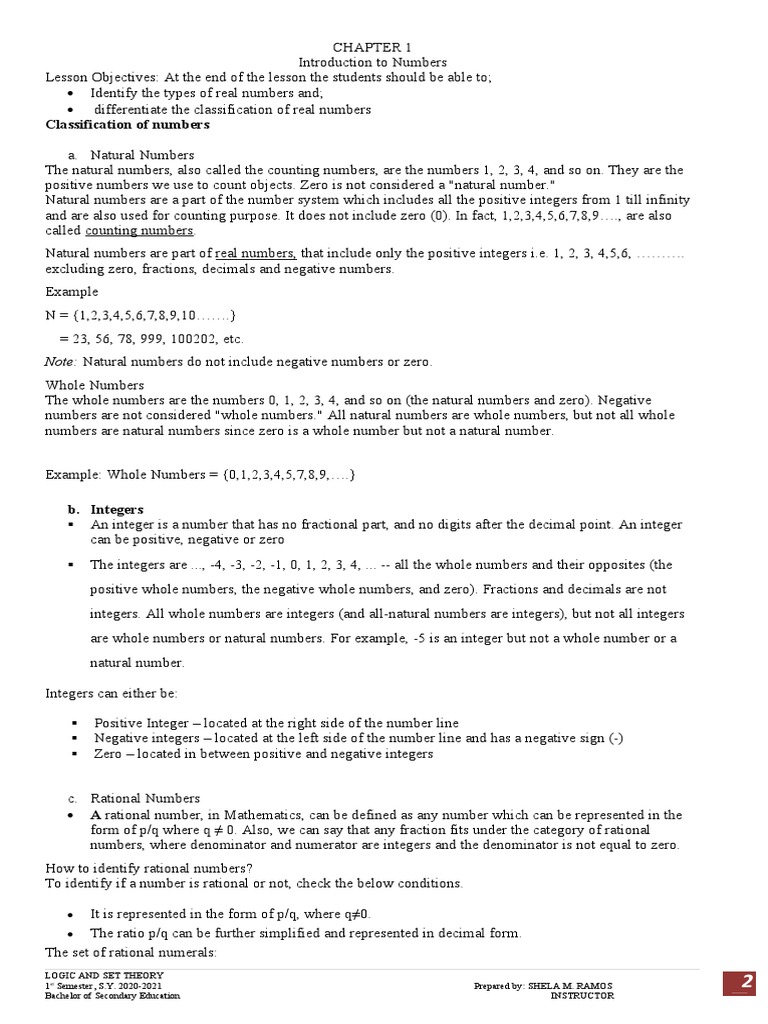 Print CHAPTER 1.docx Logic and Set Theory | PDF | Numbers | Fraction ...