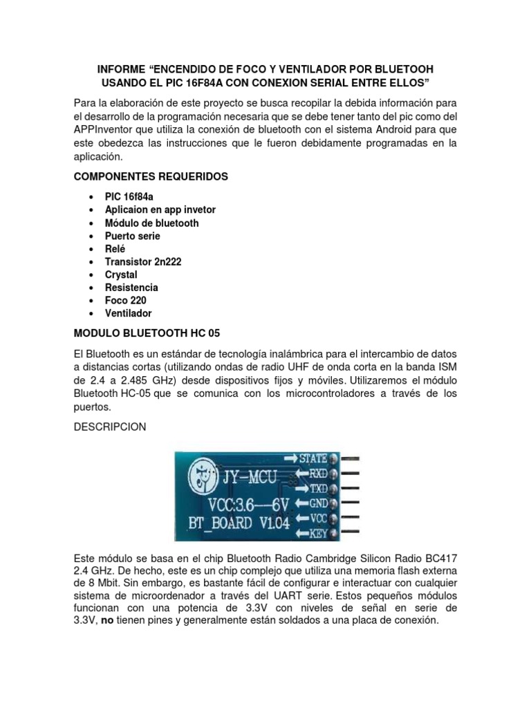 INFORME de Micro | PDF | Bluetooth | Microcontrolador