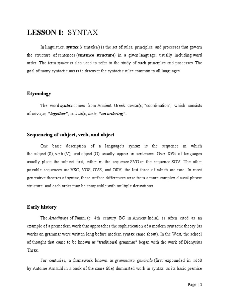 Introduction to English Syntax | PDF | Part Of Speech | Syntax