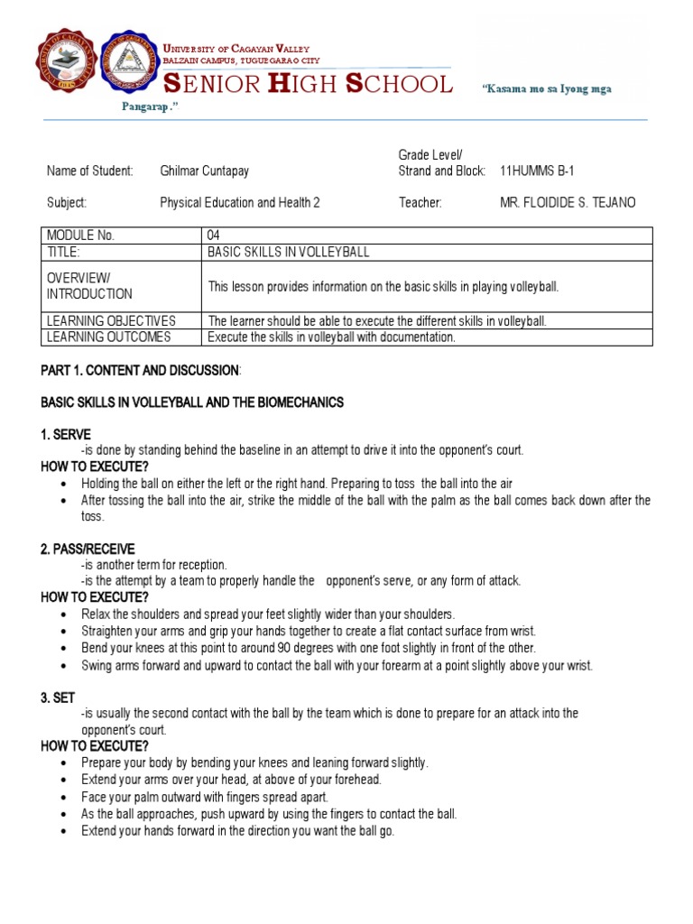 Volleyball Module | PDF | Volleyball | Hand