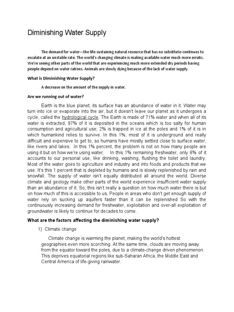 The Demand For Water | PDF | Water Conservation | Global Warming