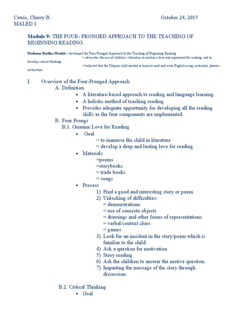 Module 9: The Four-Pronged Approach To The Teaching of | Download Free ...