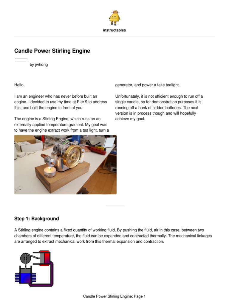 Candle Power Stirling Engine PDF | PDF | Heat | Engines