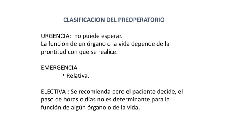 Clasificación Del Pre-Operatoria | PDF