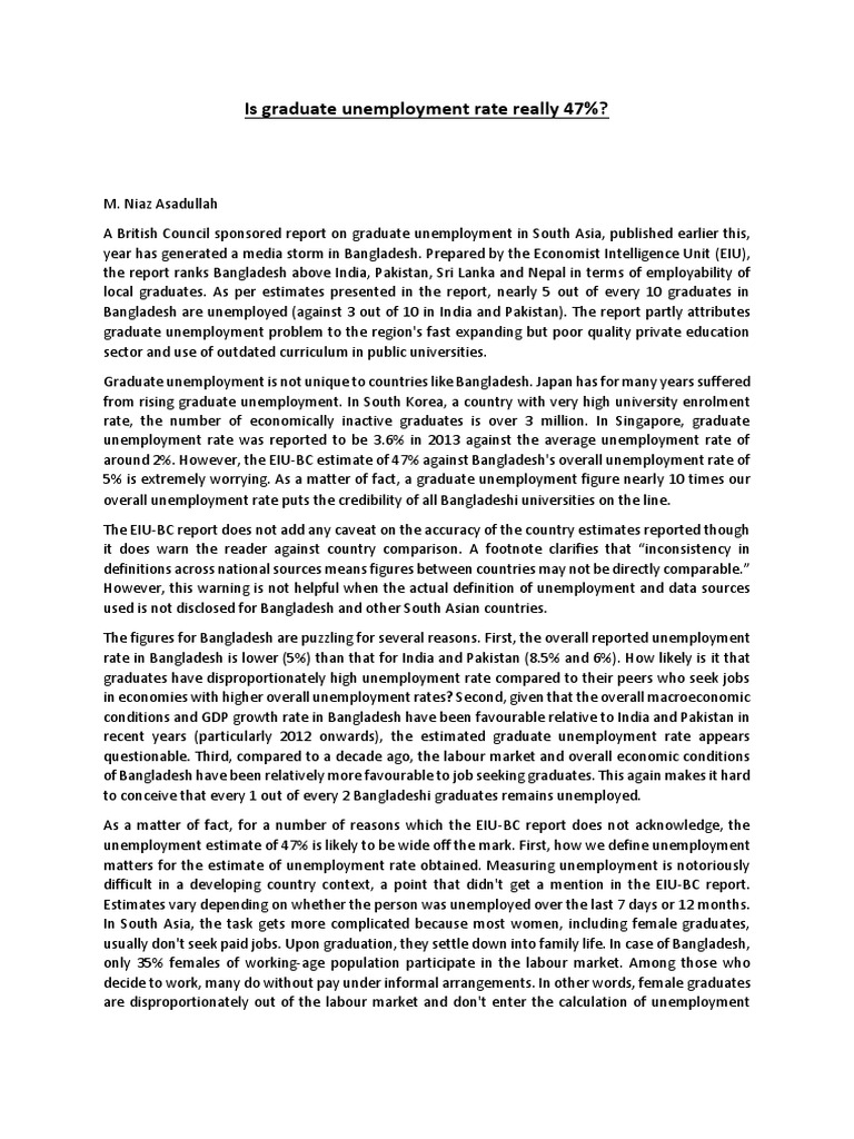 Is Graduate Unemployment Rate Really 47 | PDF | Unemployment | Social ...