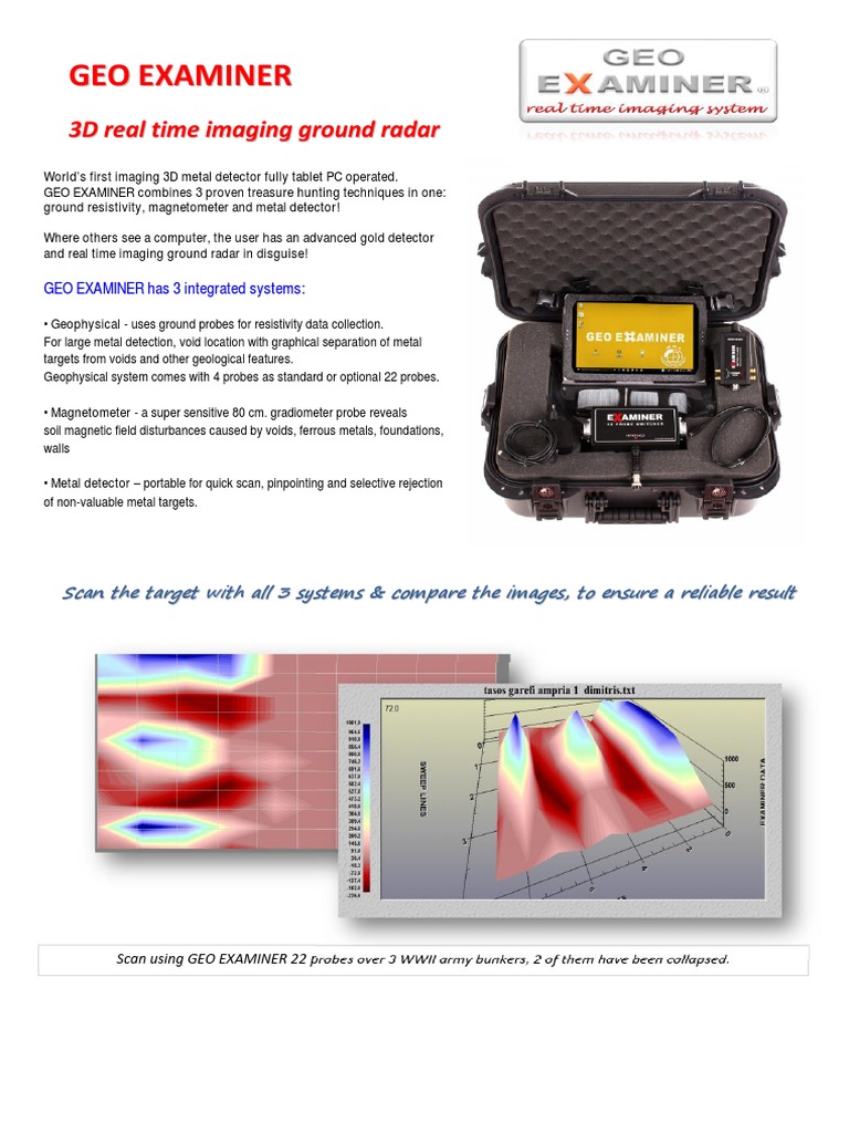 Geo Examiner 3d Metal Detector Ground Radar | PDF | Geophysical Survey ...