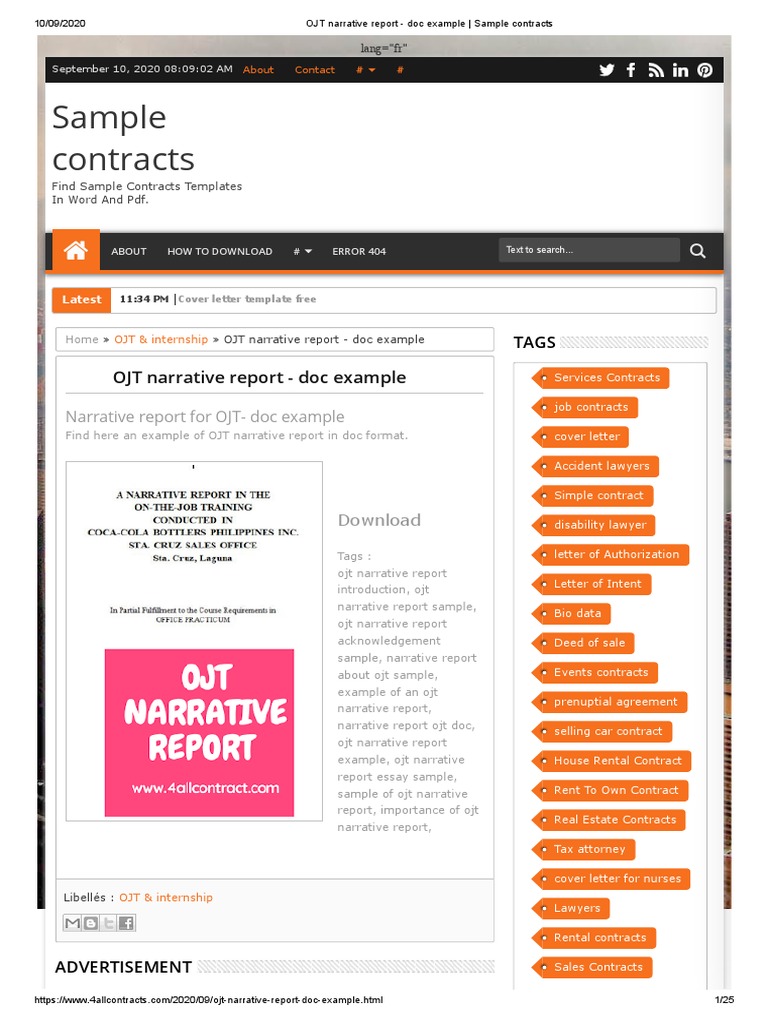 Narrative Report For OJT - Doc Example | PDF | Business