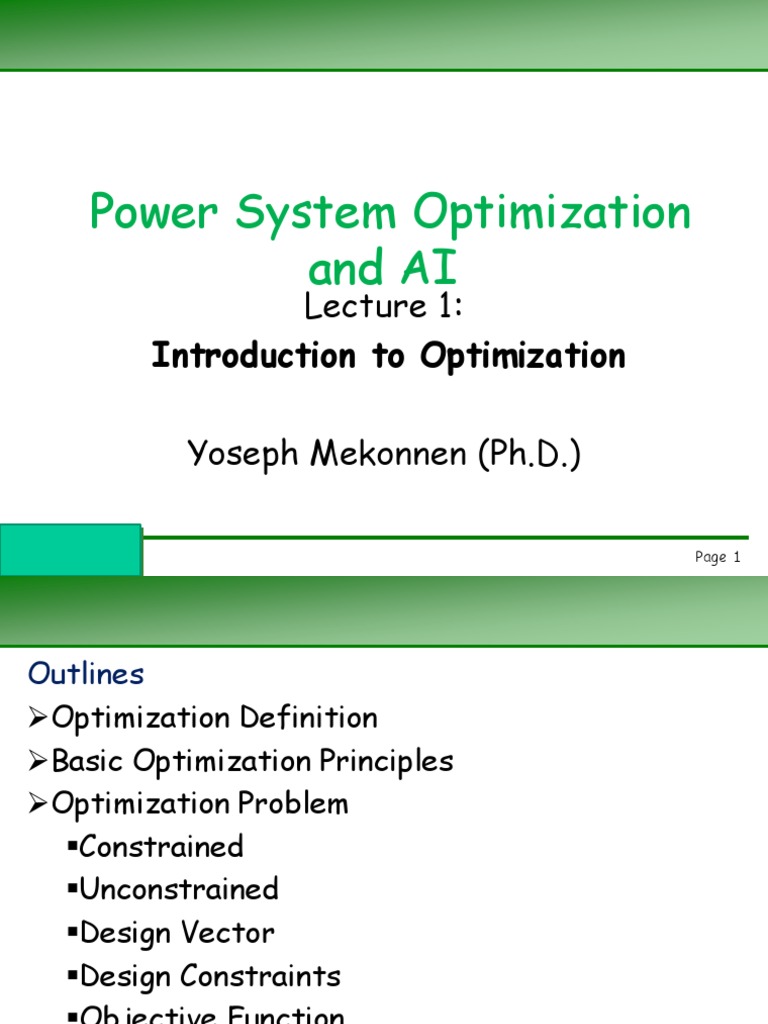 Power System Optimization and AI | PDF | Mathematical Optimization ...
