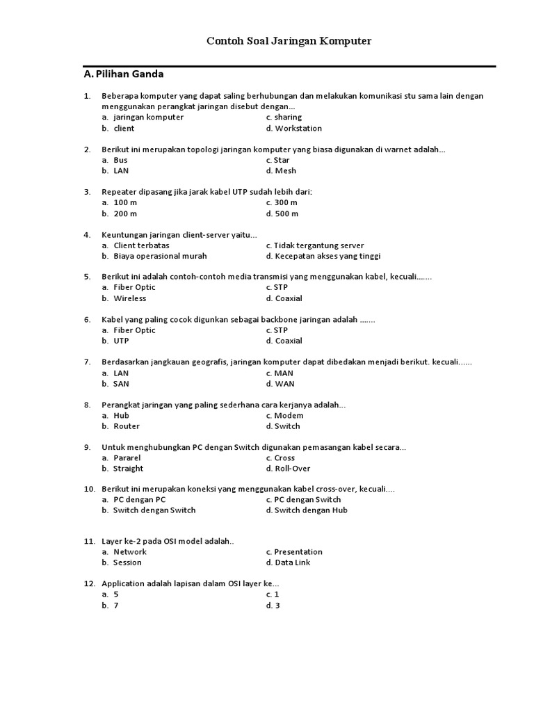 Contoh Soal Jarkom PDF | PDF