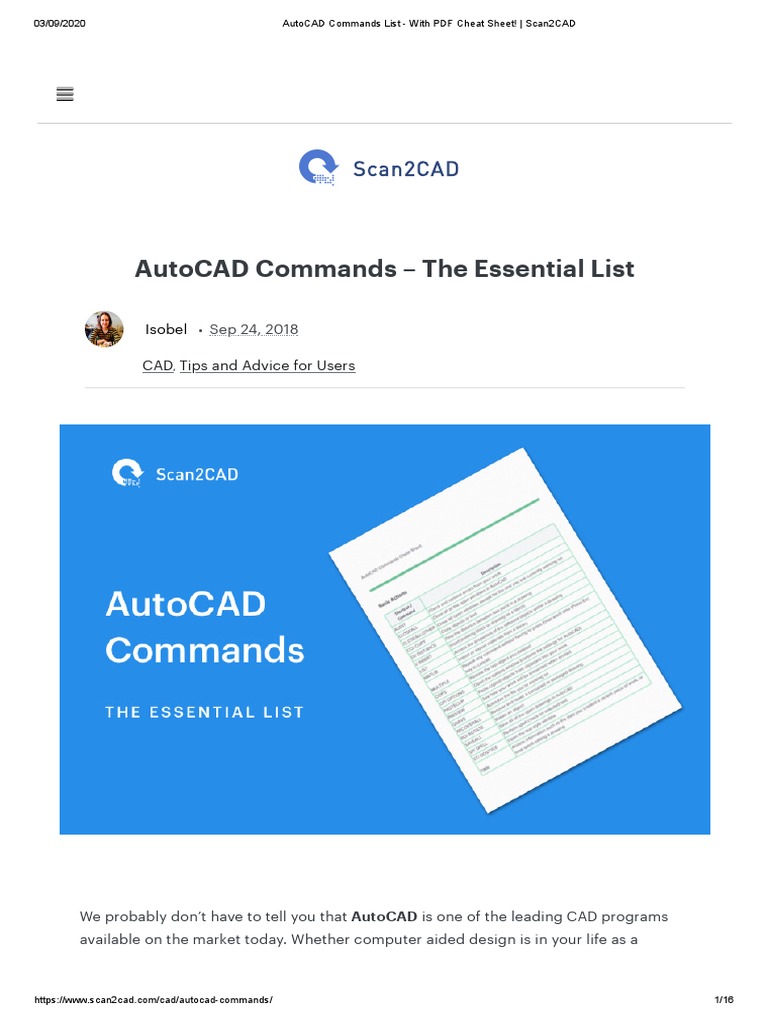 AutoCAD Commands List | PDF