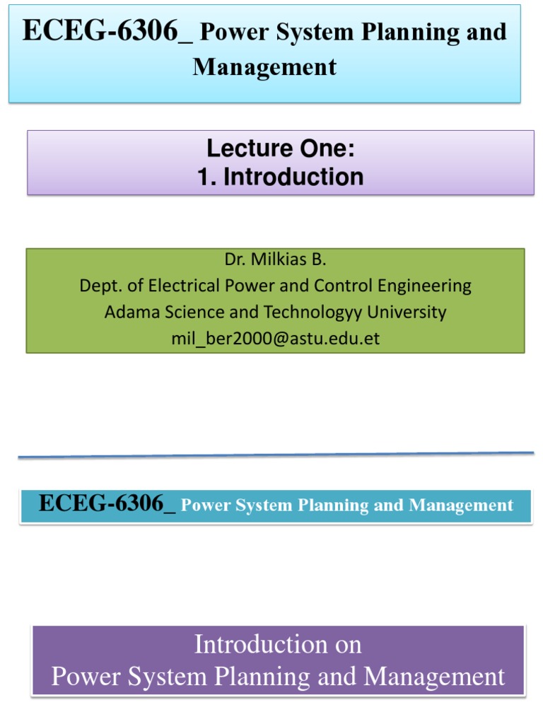 ECEG-6306 - : Power System Planning and Management | PDF | Electric Power Transmission ...