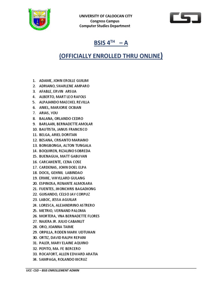 Bsis 4TH - A (Officially Enrolled S.Y. 2020 - 2021) PDF | PDF