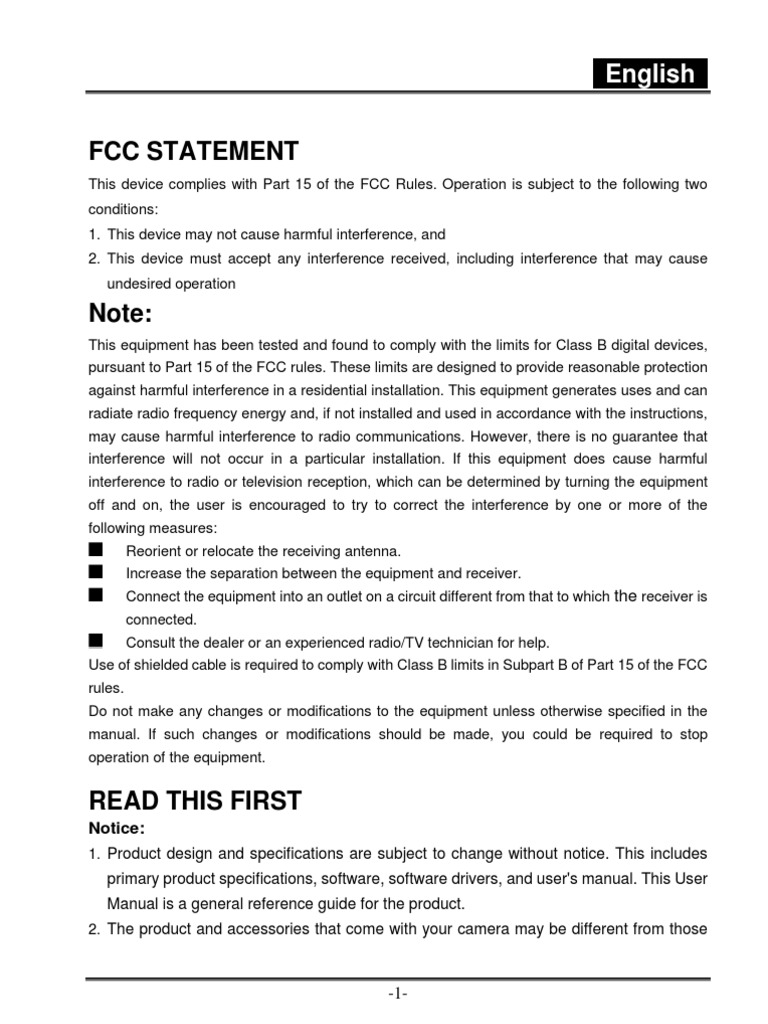 FCC Statement: English | PDF | Electromagnetic Interference | Microsoft ...