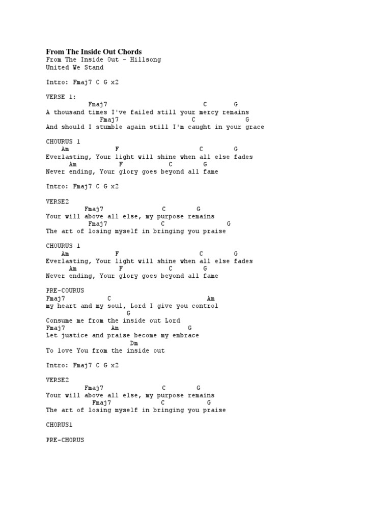 From The Inside Out Chords Pdf