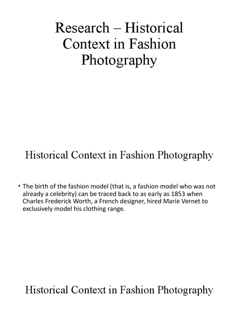 Historical Context of Fashion Photography | PDF